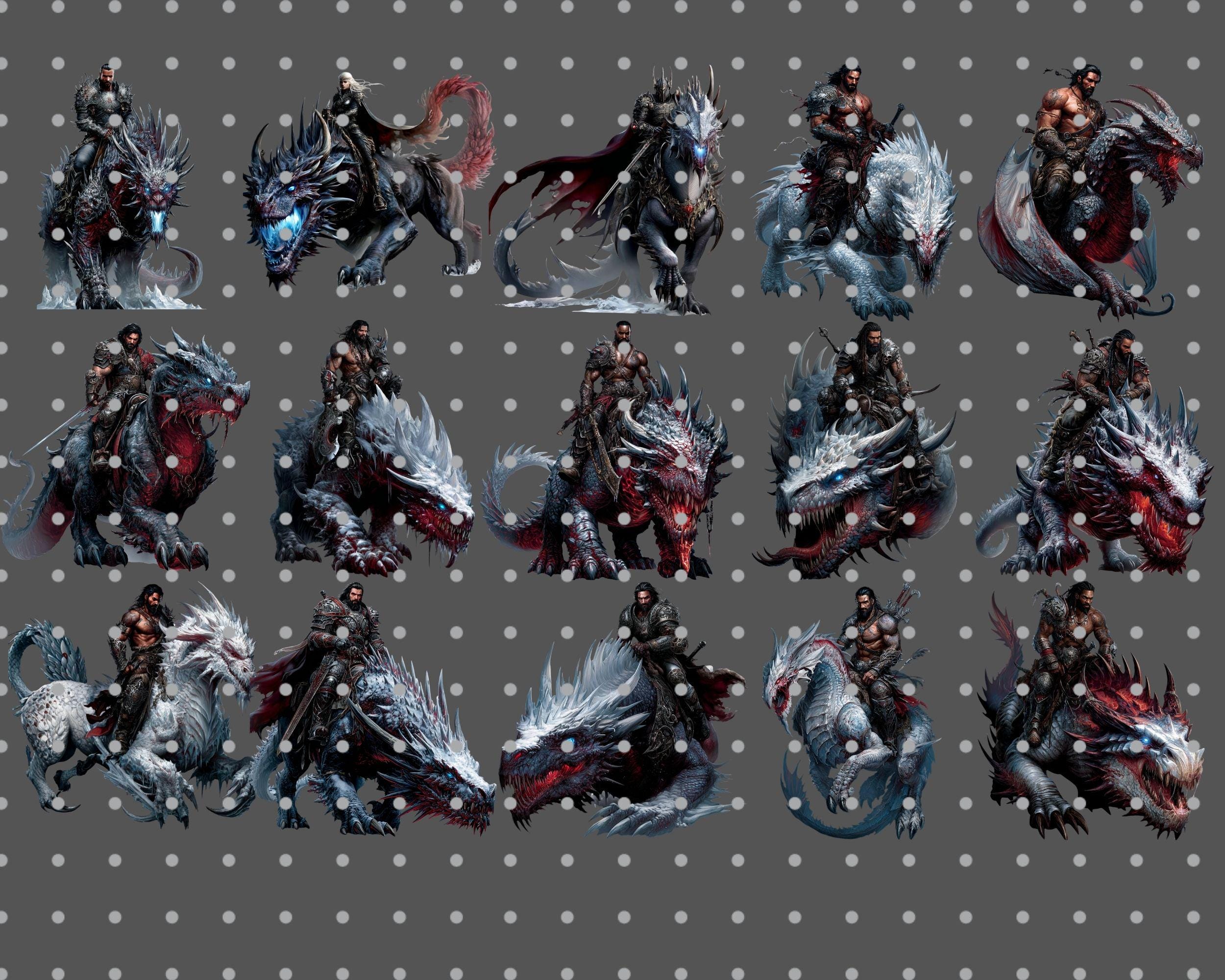 Warrior Dragon Riders PNG Clipart : 15 Piece Printable Art (digital ...