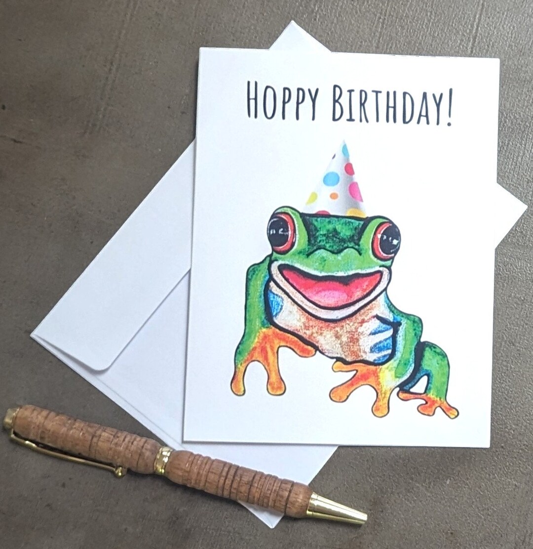 Hoppy Birthday! / Frog Birthday Card / Happy Birthday Card / Cute Funny ...