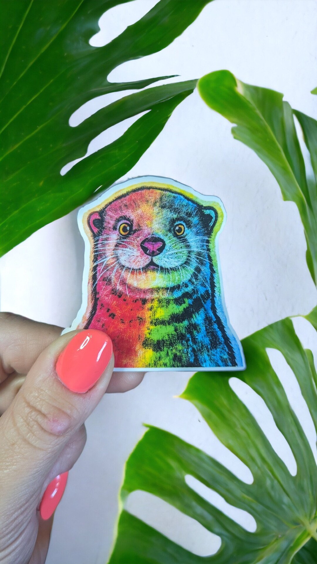 Colorful Rainbow Otter Sticker, Vinyl Sticker for Water Bottle, Laptop ...