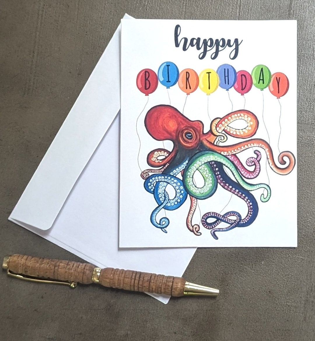 Happy Birthday / Octopus Birthday Card / Kraken Card /funny Octopus ...