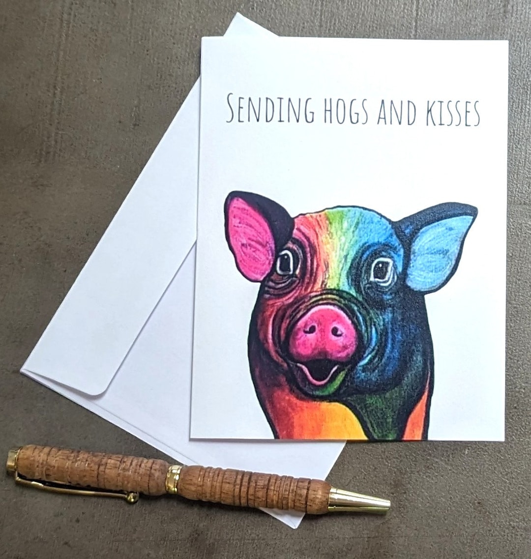 Sending Hogs and Kisses Card - Pig Sympathy Card - Etsy