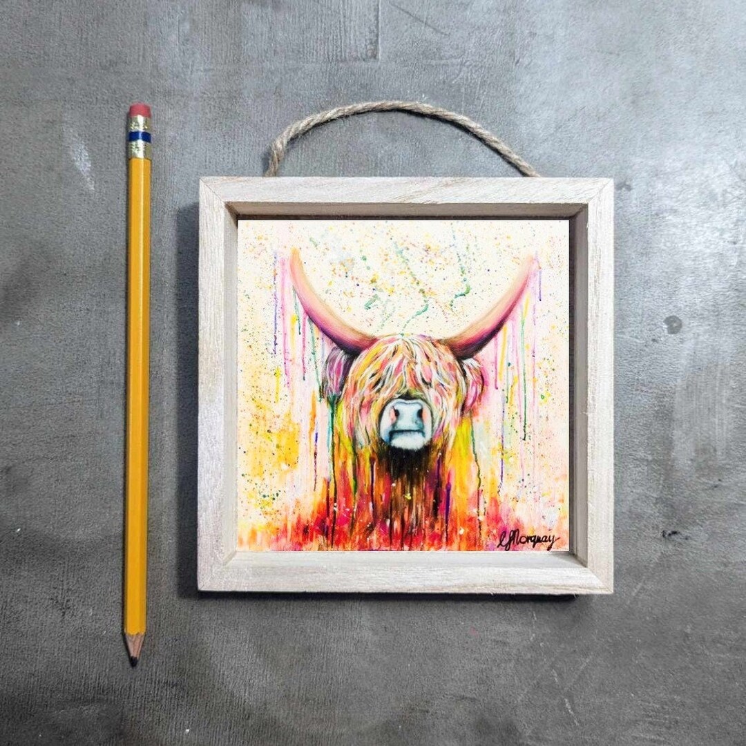 FRAMED Highland Cow Coo Art Print Wildlife Animal Artwork Cattle ...
