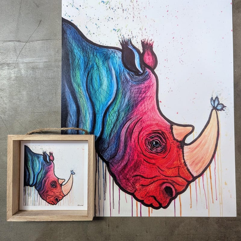 Rhinoceros Art - Etsy