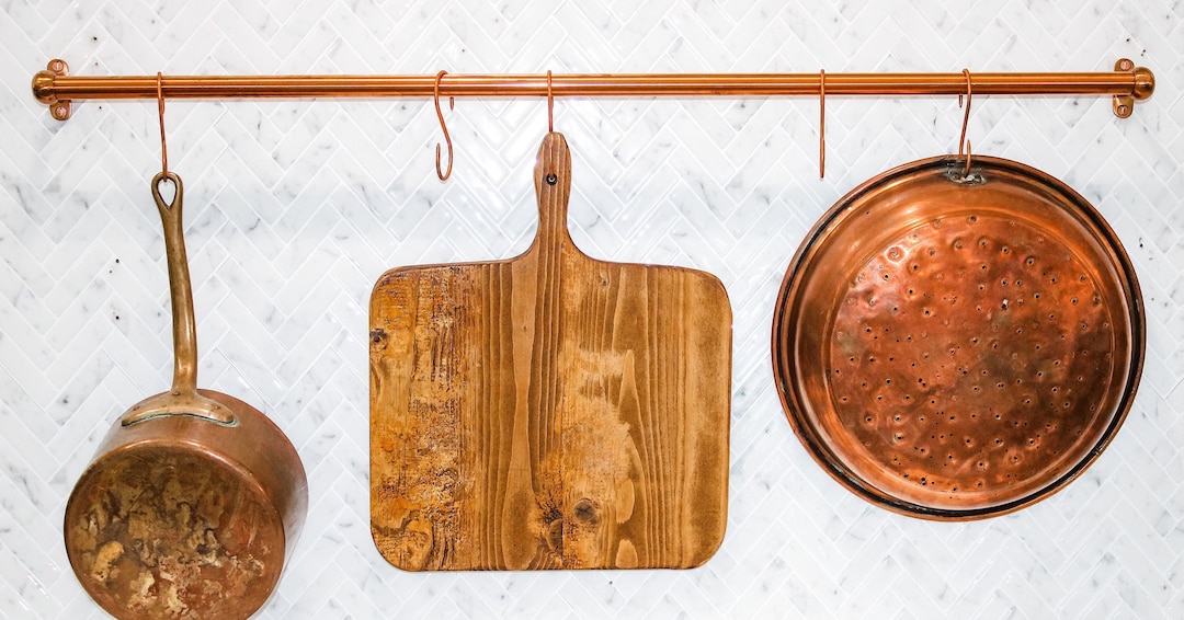 Copper Pot Rail With 5 "s" Hooks - Etsy