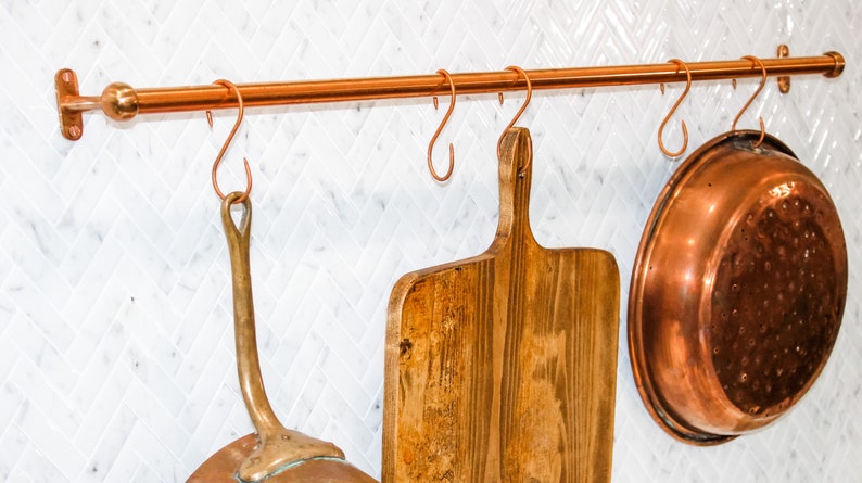 Copper Pot Rail With 5 s Hooks - Etsy
