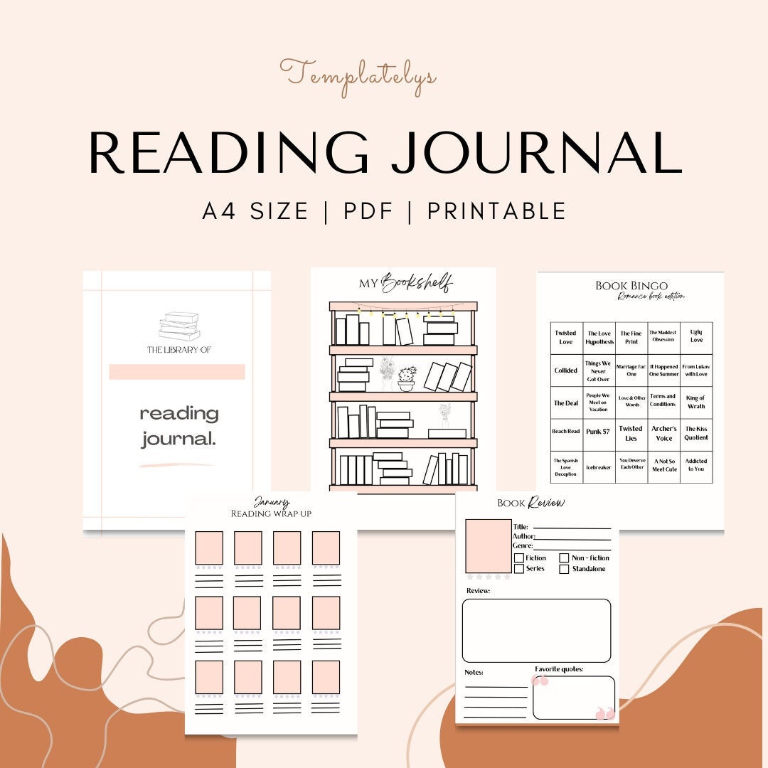 Reading Journal Printable Digital With Monthly Book Wrap-up Minimalist ...