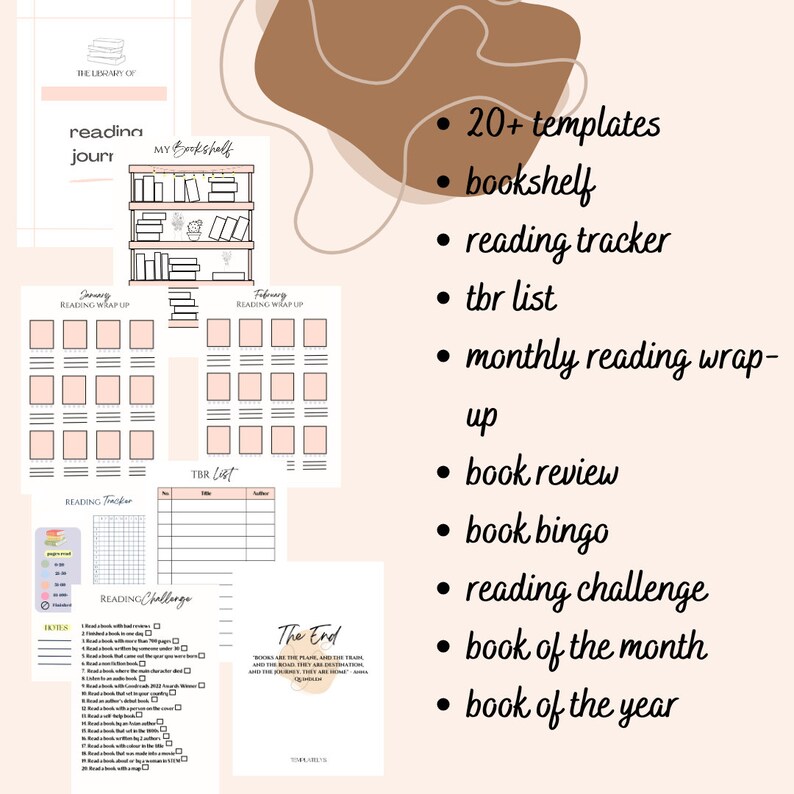 Reading Journal Printable Digital With Monthly Book Wrap-up - Etsy