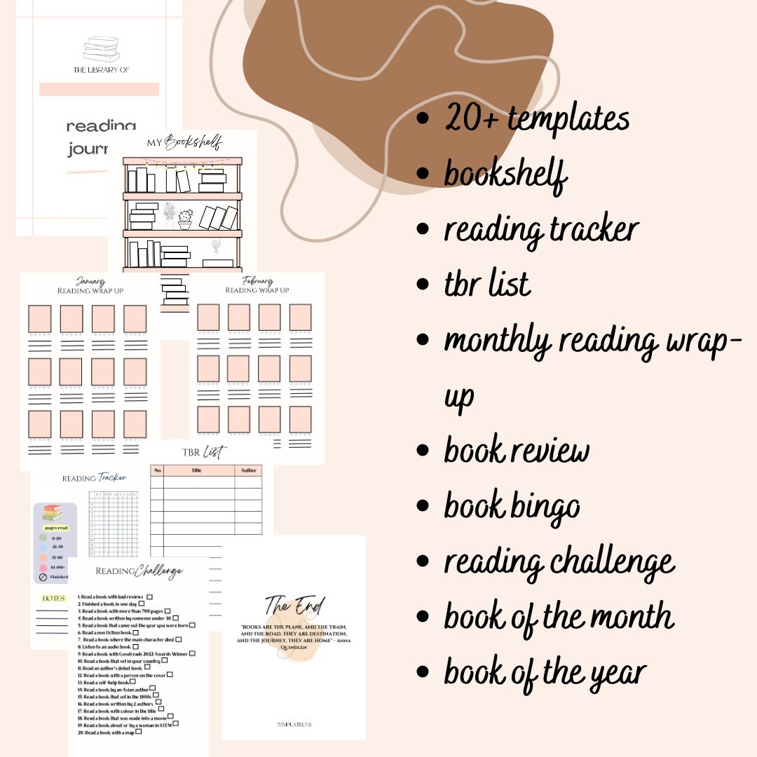 Reading Journal Printable Digital With Monthly Book Wrap-up Minimalist ...