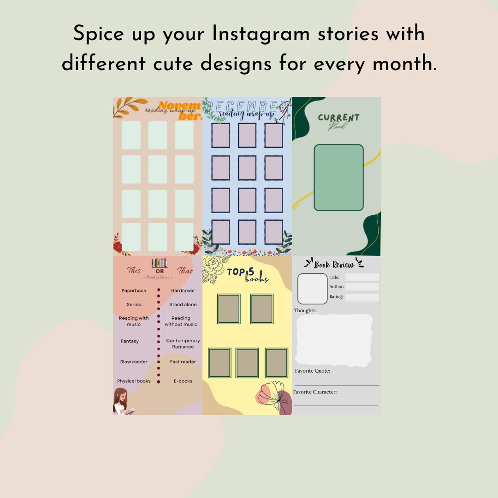 Monthly Reading Wrap up Templates for Instagram Stories - Etsy
