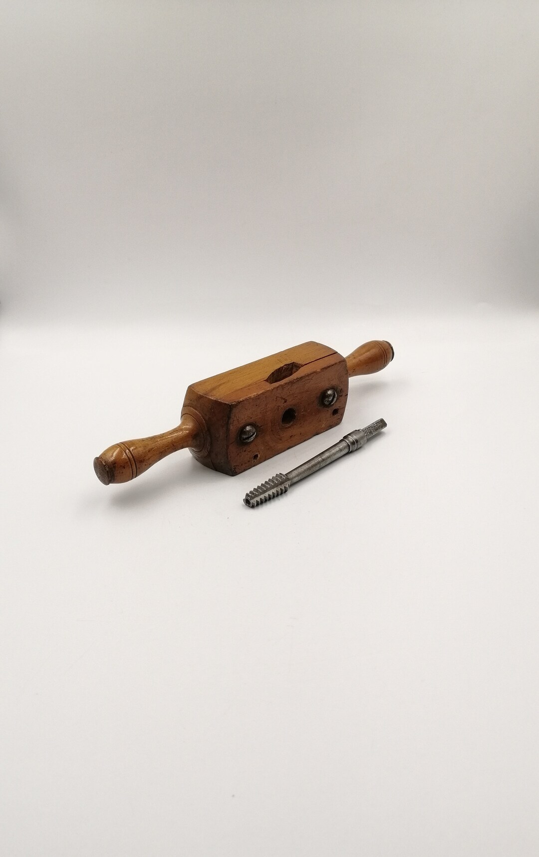 Antique Thread Box and Tap, Estimatedly 1920-1930s, Wood & Iron ...