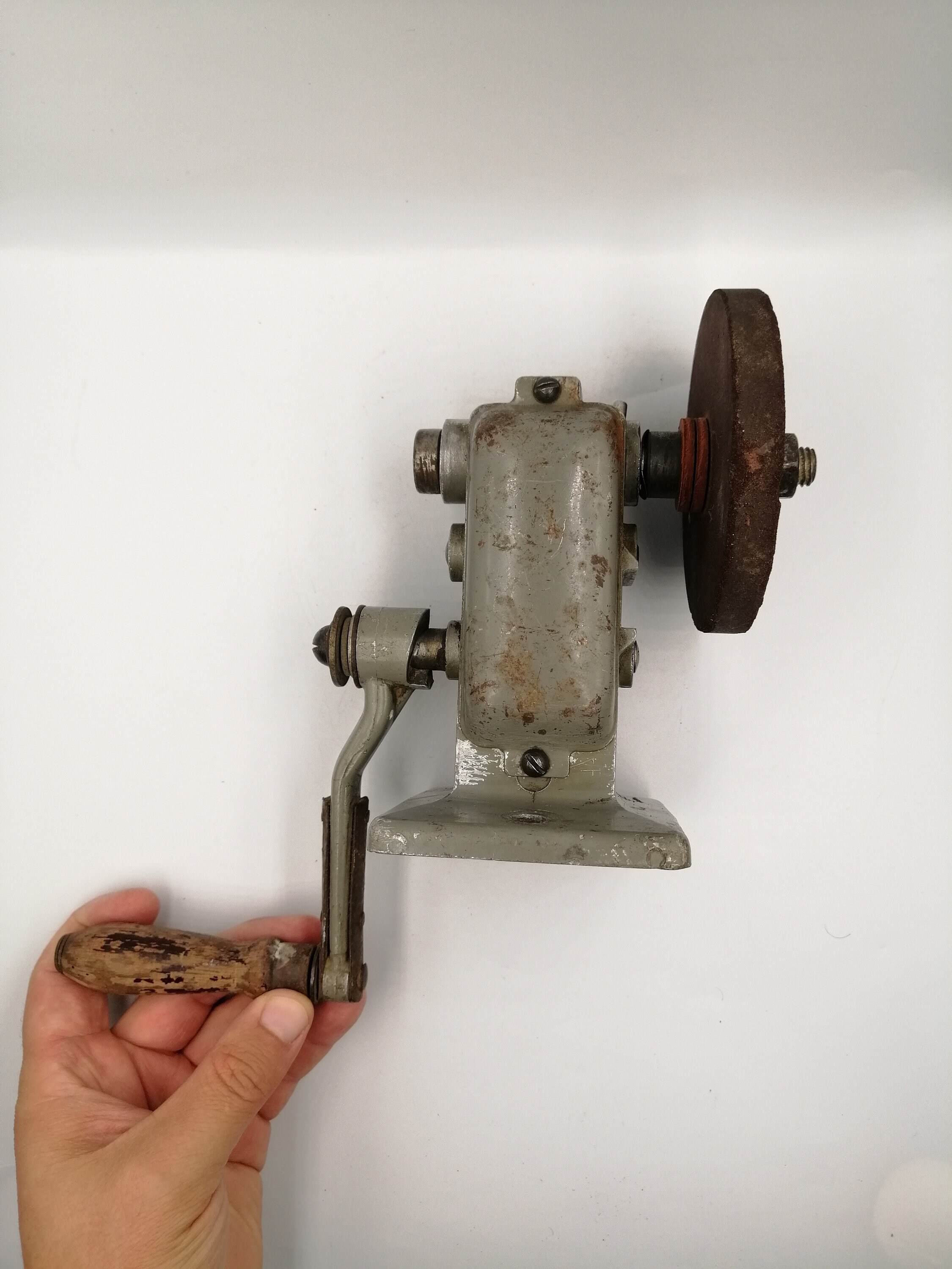 Antique Grinding Machine, Estimatedly 1950-1960s, Hand Crank, Bench ...