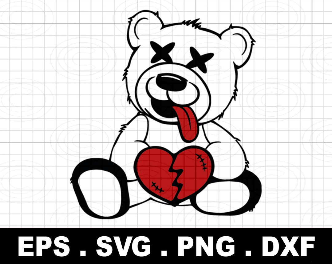 Urban Teddy Bear SVG Teddy Bear Broken Heart Streetwear - Etsy