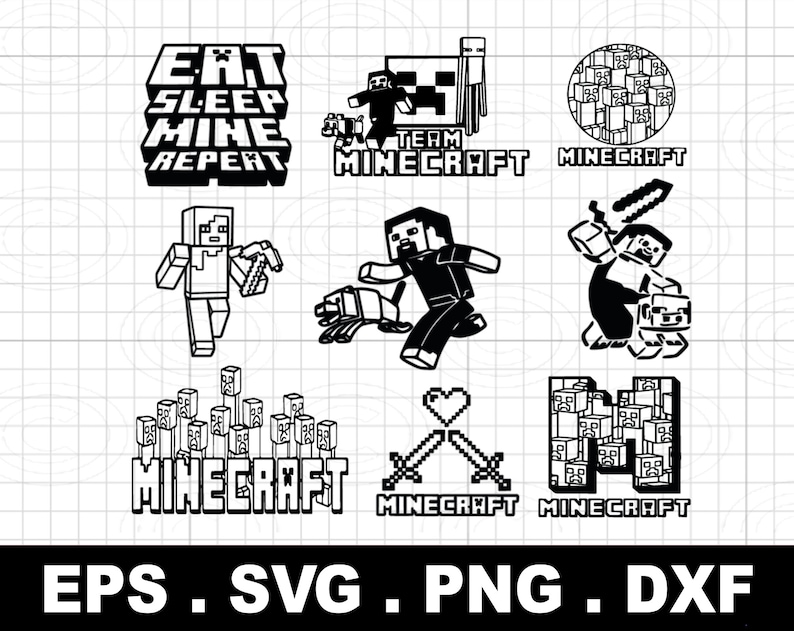 Minecraft Bundle Fille SVG, Minecraft Clipart, Minecraft Cut File ...