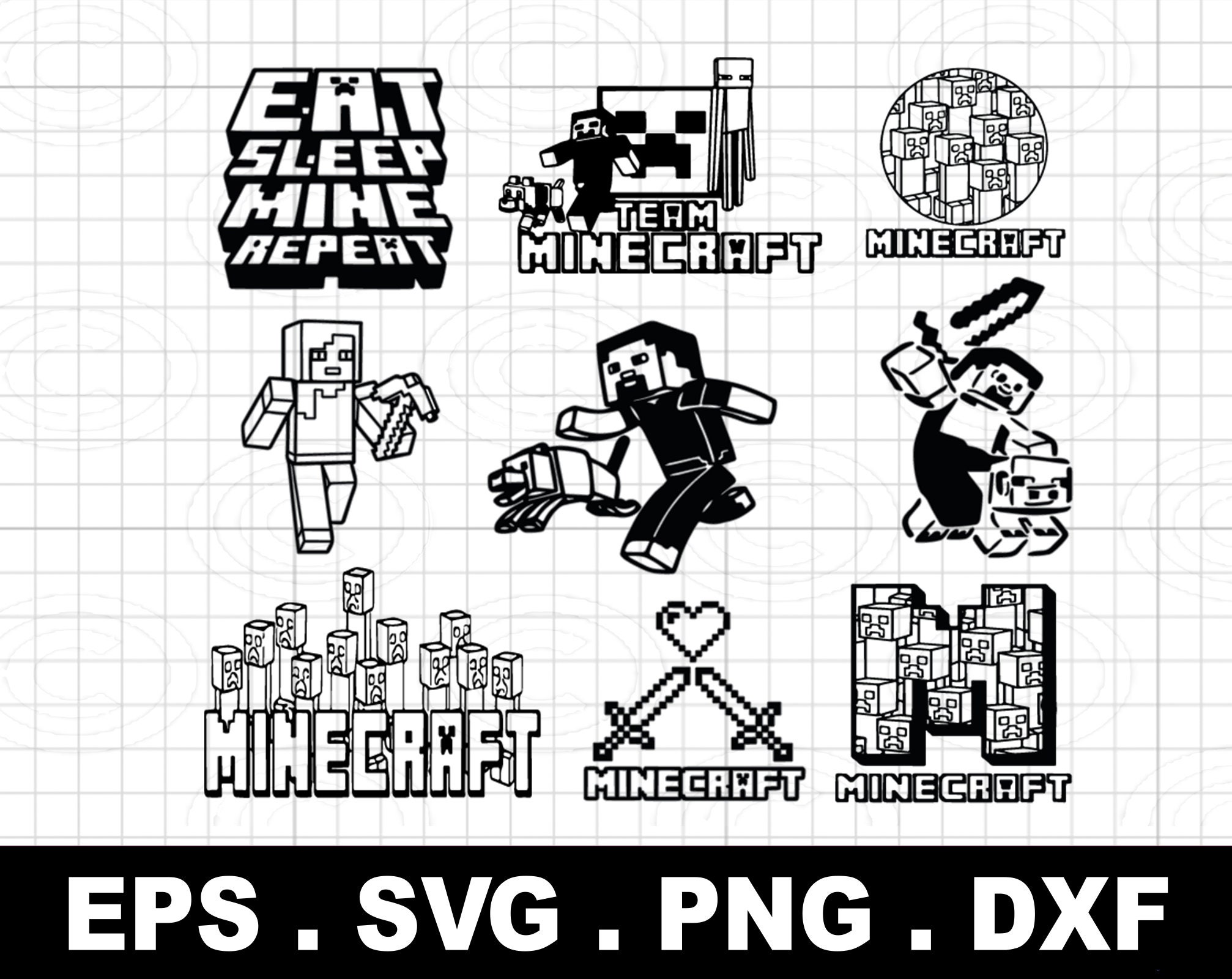 Minecraft Bundle Fille SVG, Minecraft Clipart, Minecraft Cut File ...