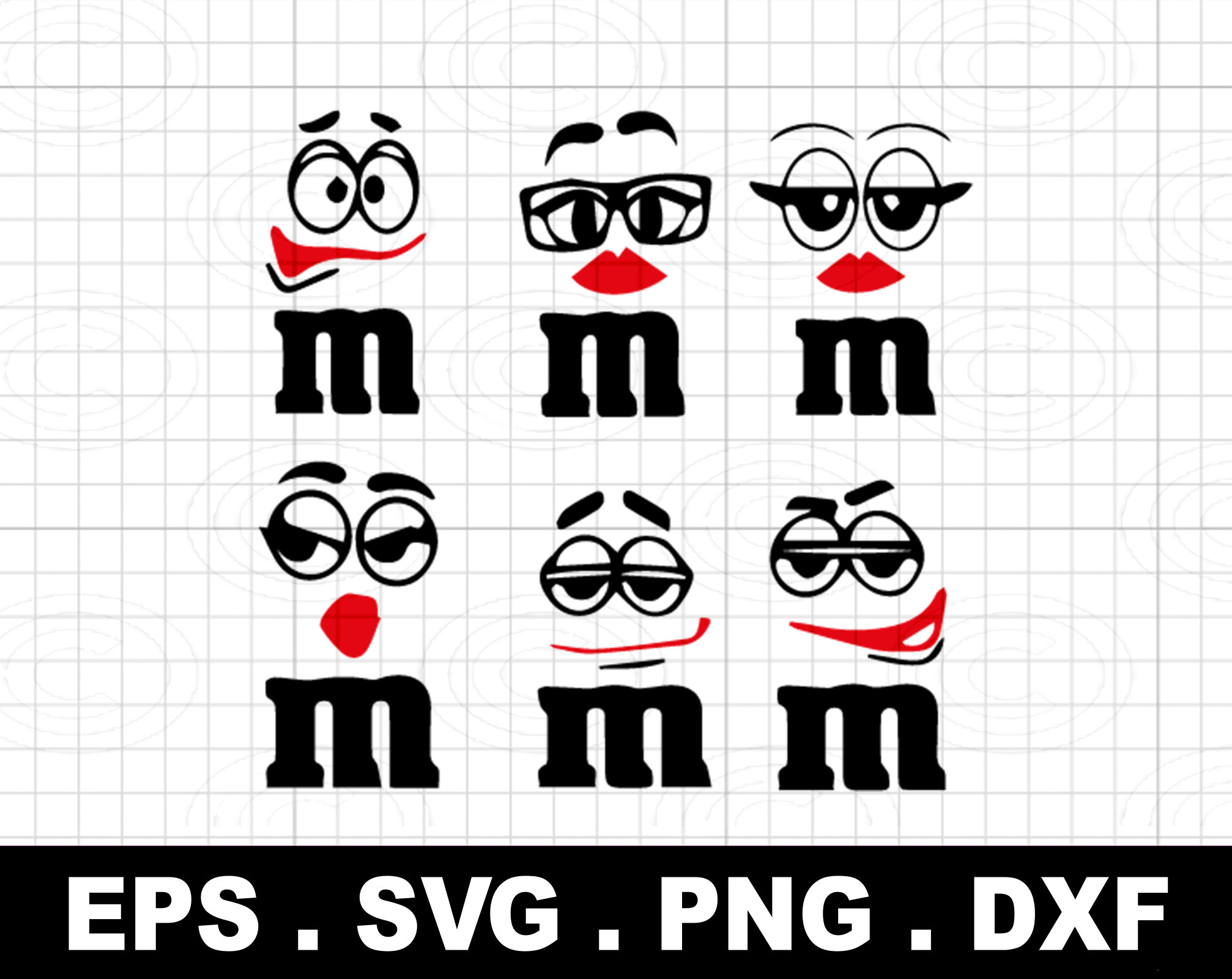 Candy Faces With M SVG Digital Cut File, Lower Case M Candy Faces Svg ...
