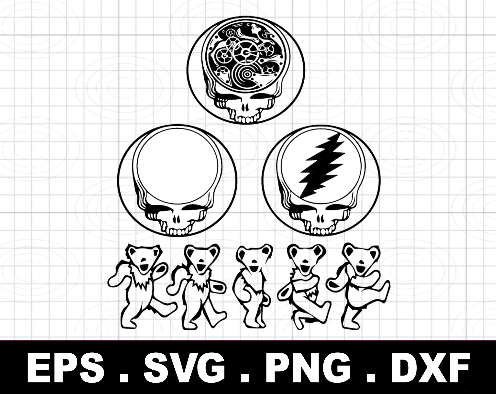 Grateful Dead SVG Time Clock Gears Grateful Dead Stealie - Etsy Canada