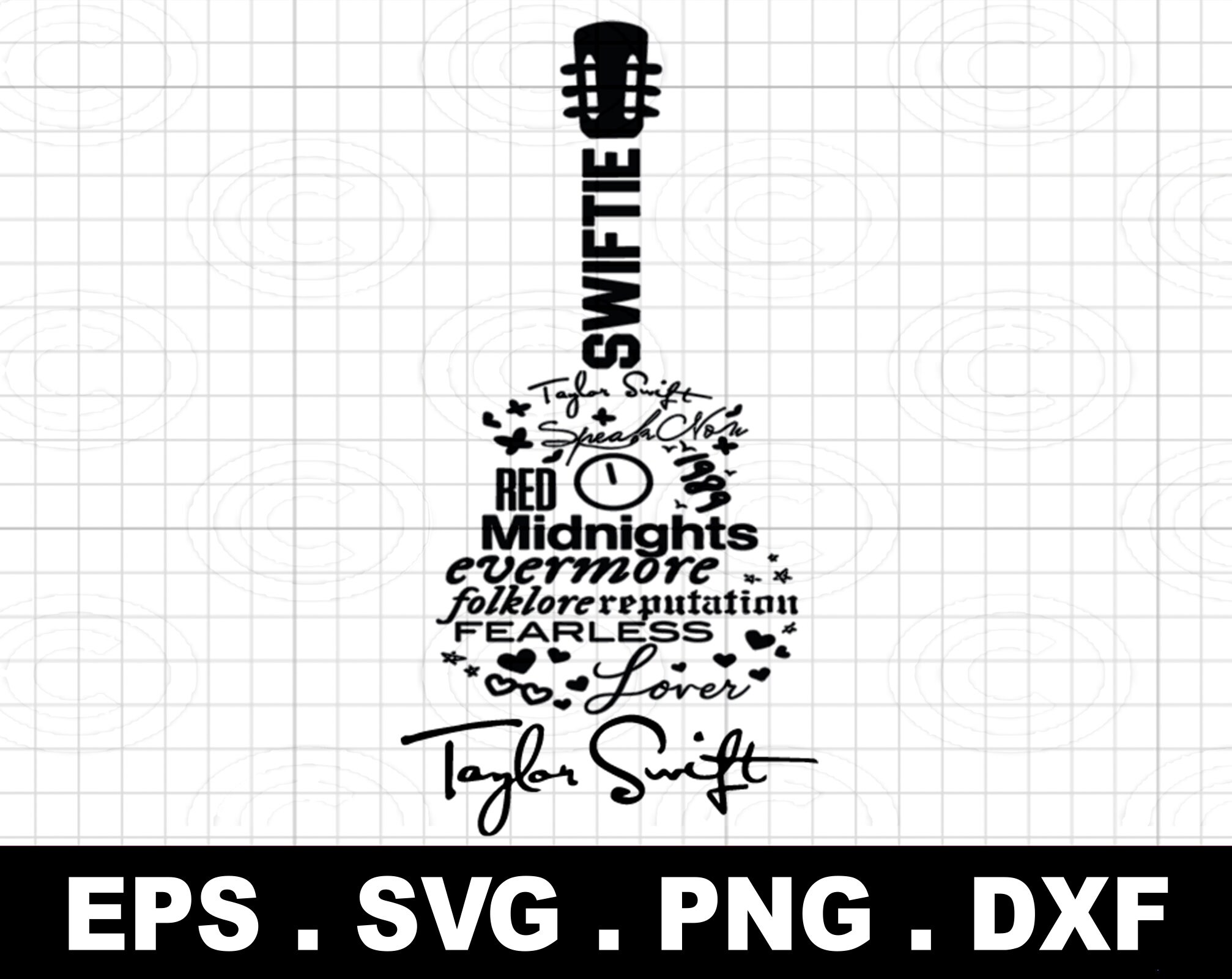 Taylor Bundle Svg, Albums Swiftie Bundle Guitar Svg Shape, Midnight Png ...
