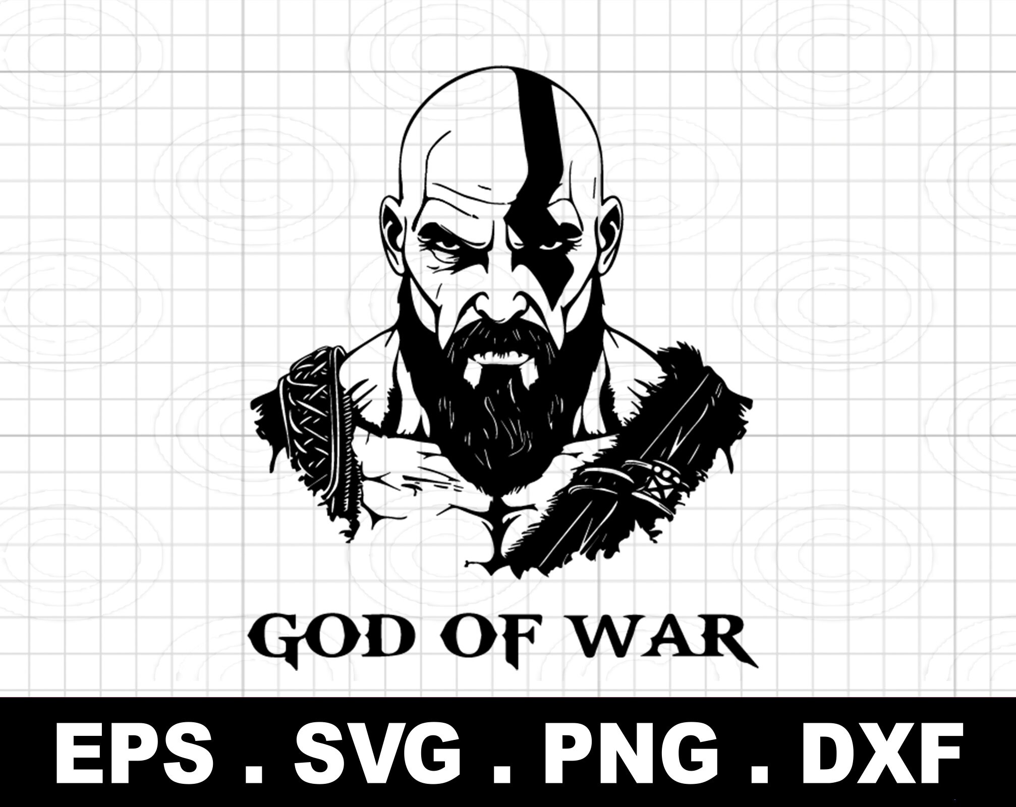 Kratos Vector, Kratos SVG, God of War SVG, Silhouette Cameo, Crafting T ...