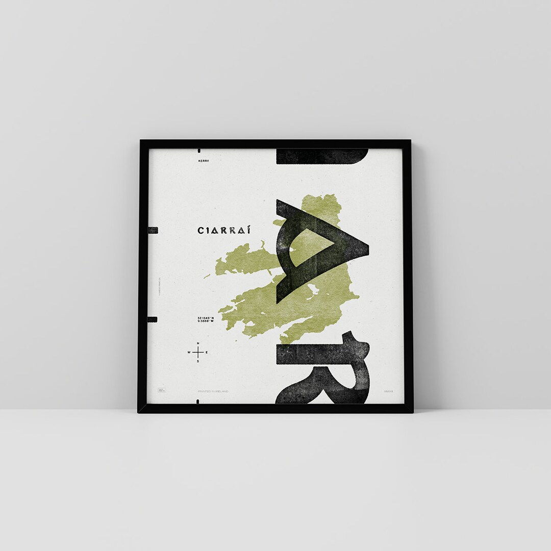Co. Kerry Art Print Ireland Irish Poster Gaelic / Celtic Typographic ...