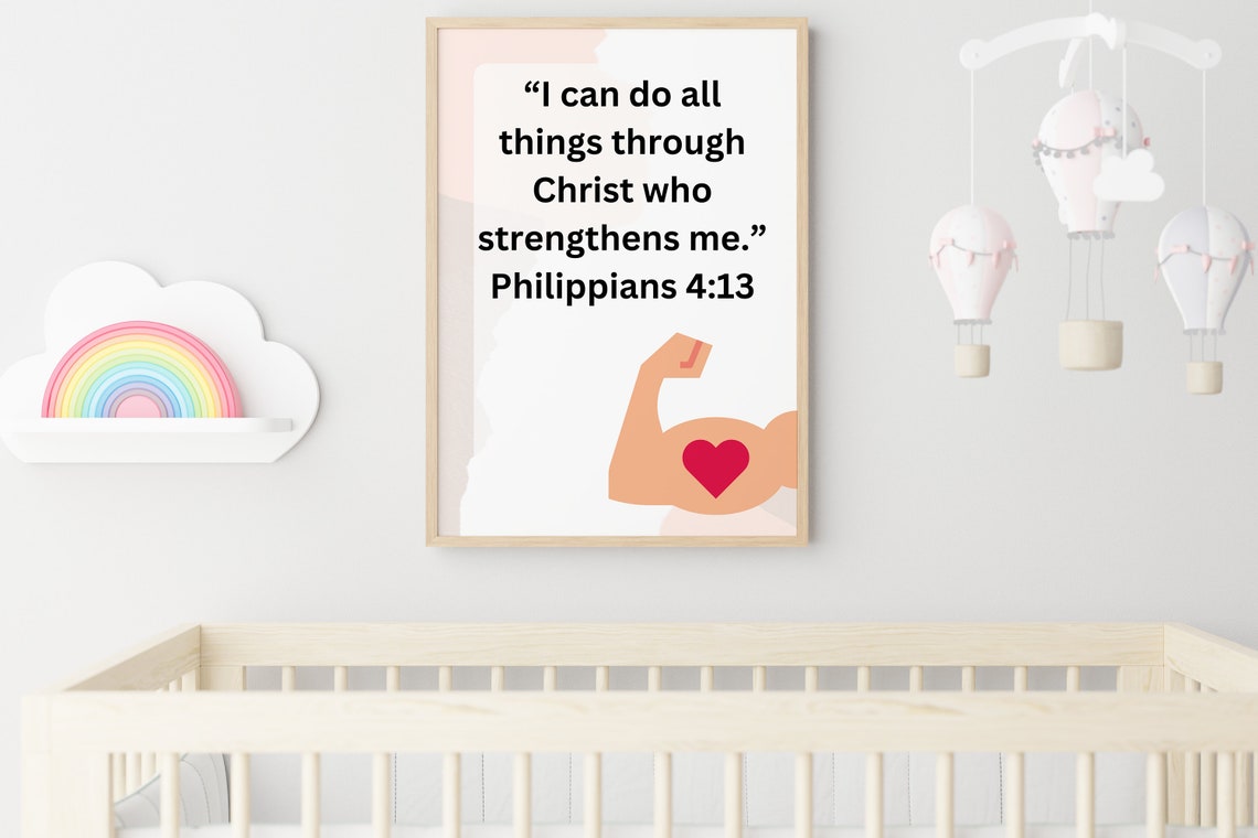 PRINTABLE I Can Do All Things Bible Verse Kids Room Poster Christian ...