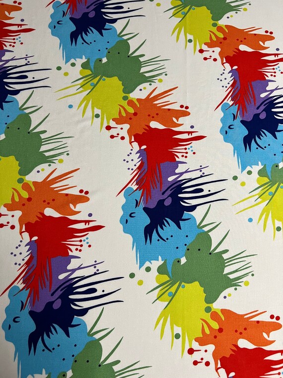 Viscose Challis Multi-coloured Paint Splash - Etsy