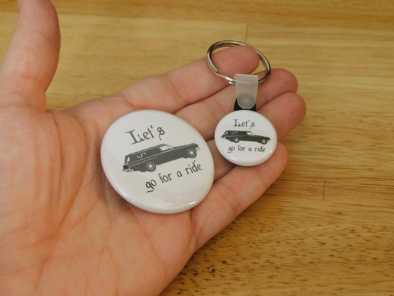 Hearse Large Button Keychain 1.75 Inch Death Funeral Goth | Etsy