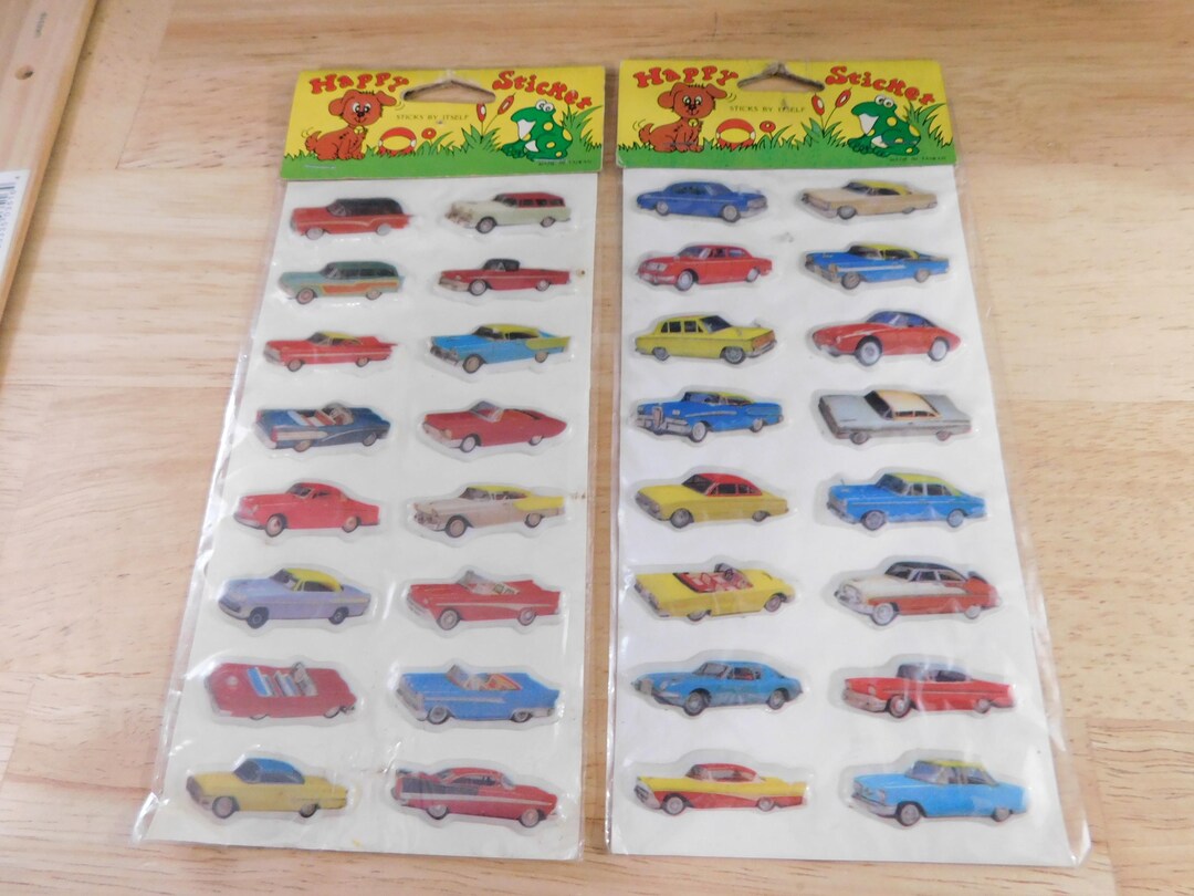 2 Sheets Vintage Puffy Car Stickers, 1980s or 1990s (retro Paper ...