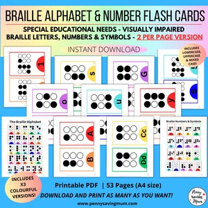 Braille Alphabet Flash Cards, Learn Braille Numbers, Special ...