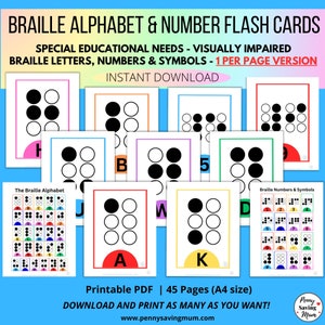 Braille Alphabet Flash Cards, Learn Braille Numbers, Special ...