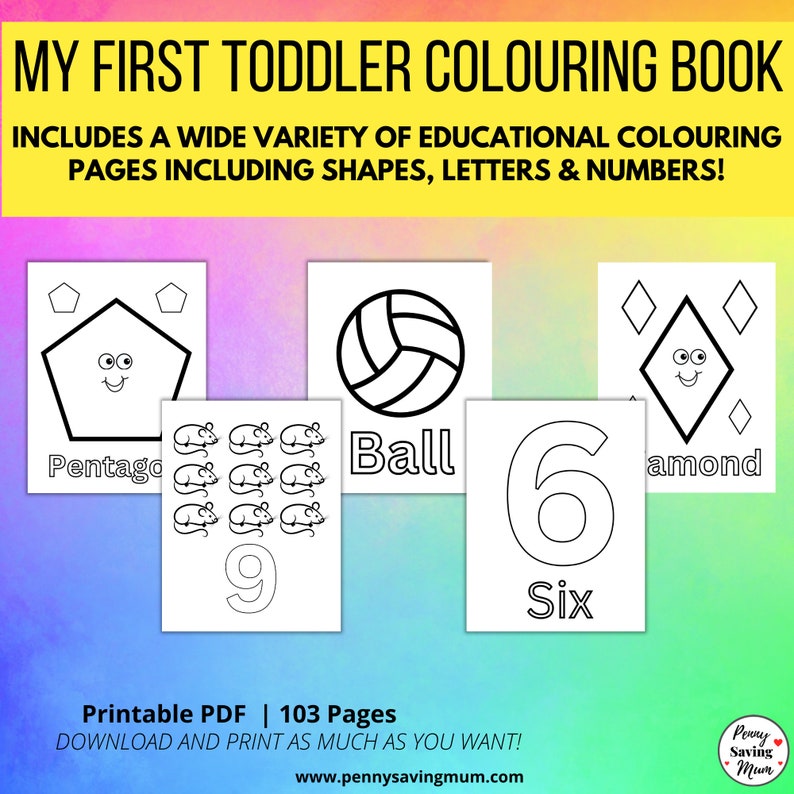 Toddler Colouring Book, Big & Bold Colouring Pages Learn Numbers ...