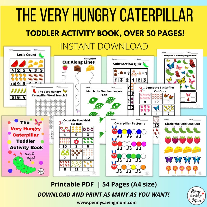 The Very Hungry Caterpillar Toddler Bumper Activity Worksheets Book ...