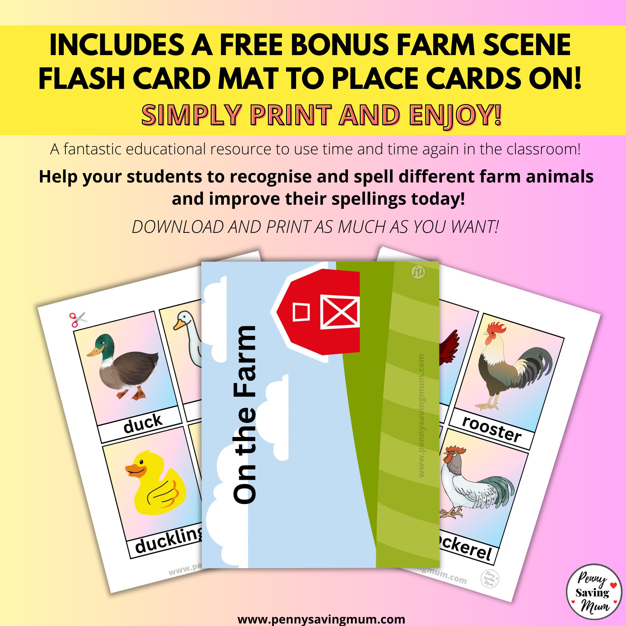 40 Farm Animal Printable Flash Cards, Montessori Toddler Activity ...