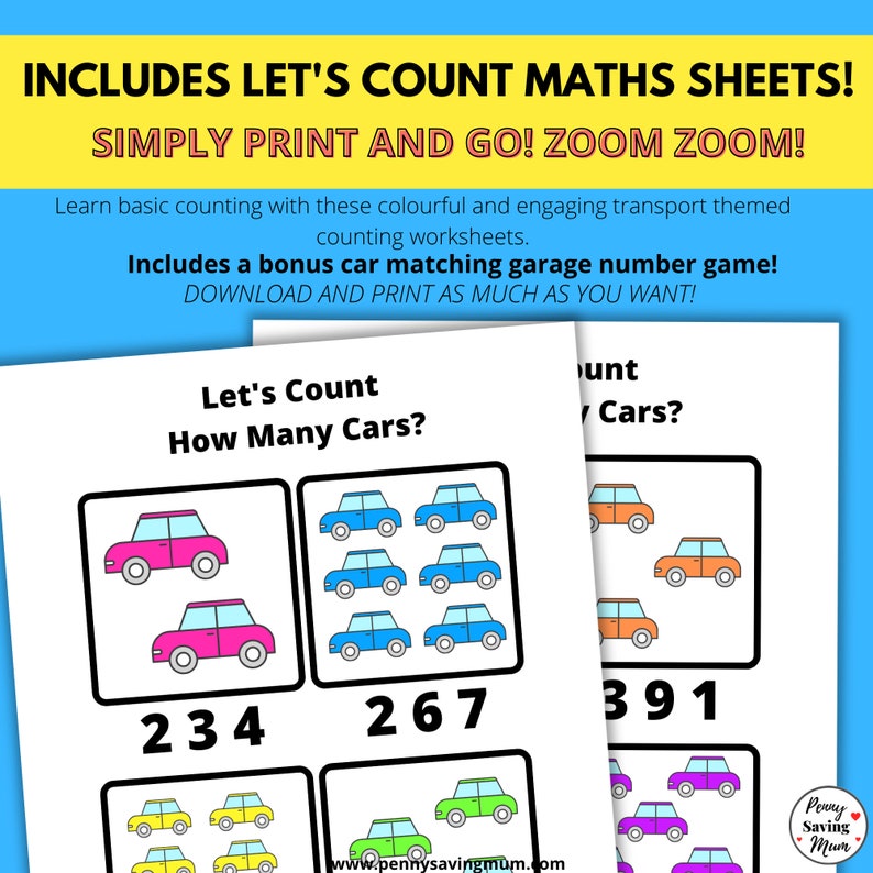 Learn Numbers 1-20 Number Roads Transport Printable - Etsy
