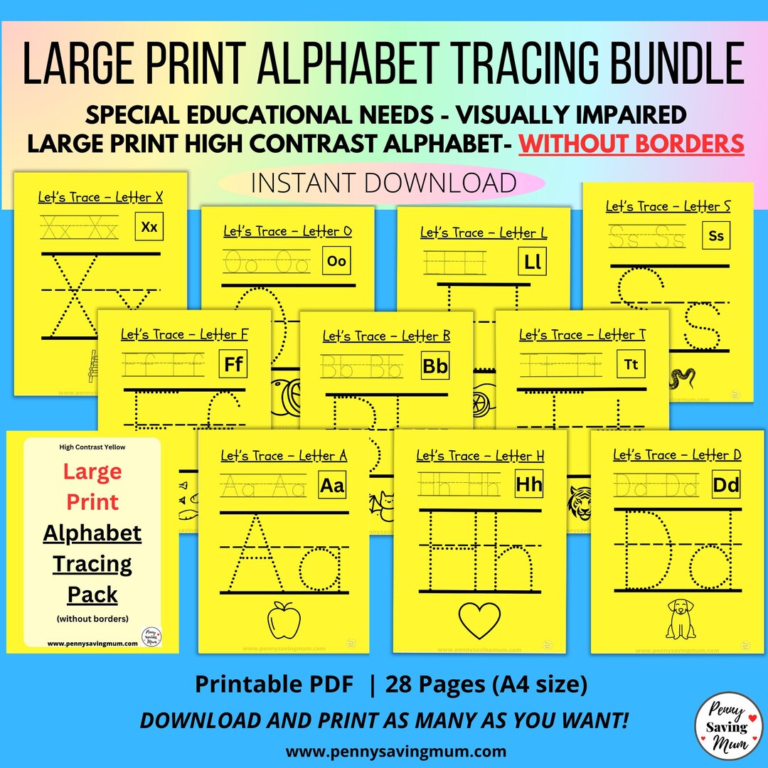 Large Print, Alphabet Tracing, Special Educational Needs, Visually ...