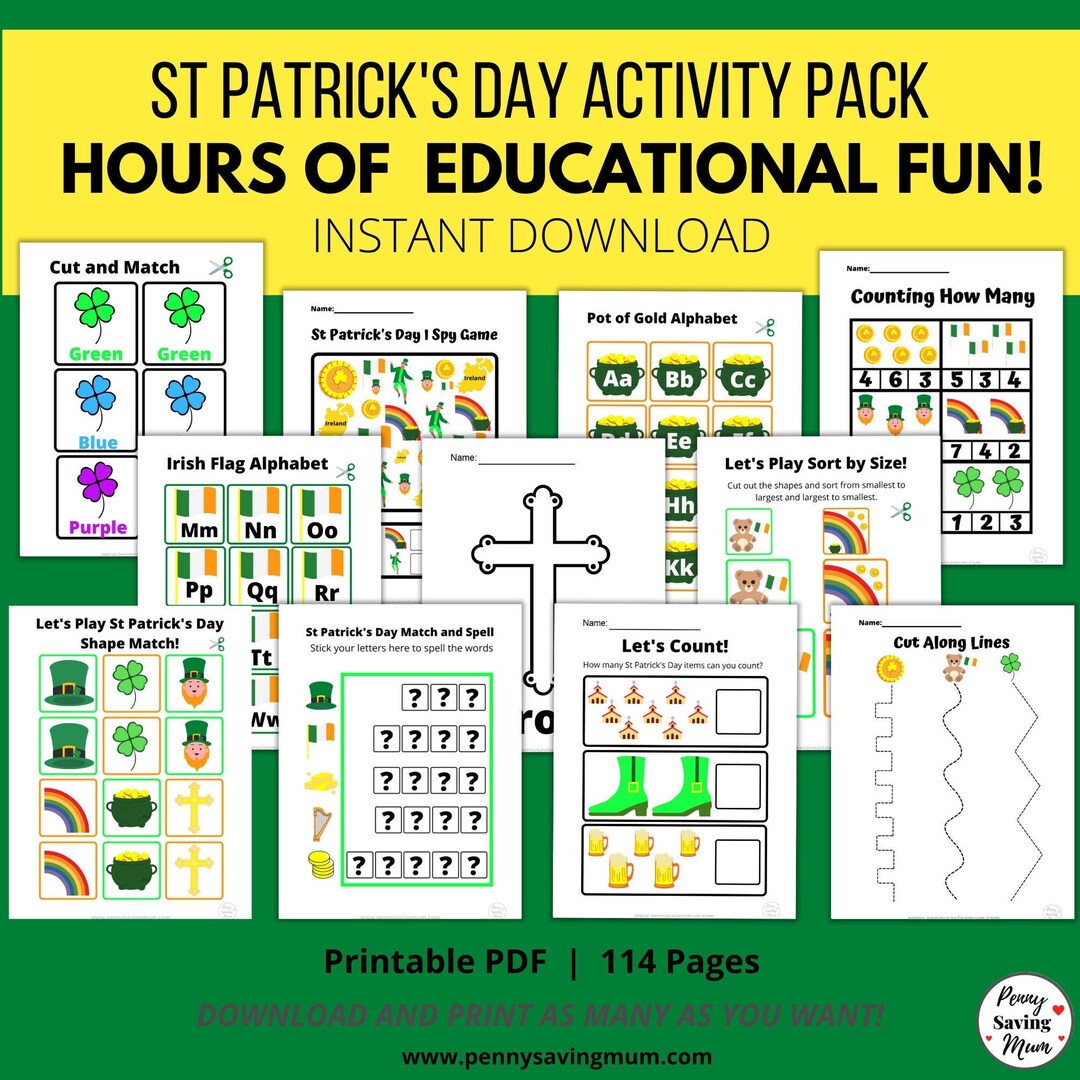 St Patricks Day Activity Pack Printable - Etsy