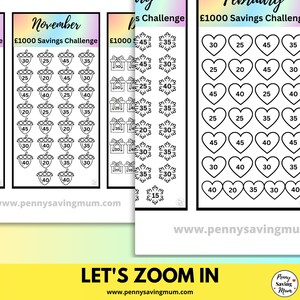 Save Money, Monthly Savings Challenge Trackers, 1000 Savings Printable ...