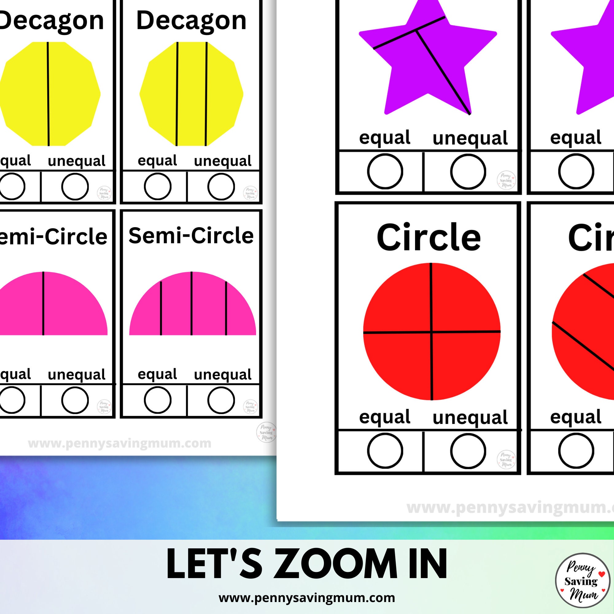Partition Shapes Into Equal & Unequal Parts, Geometry, Shapes Worksheet ...