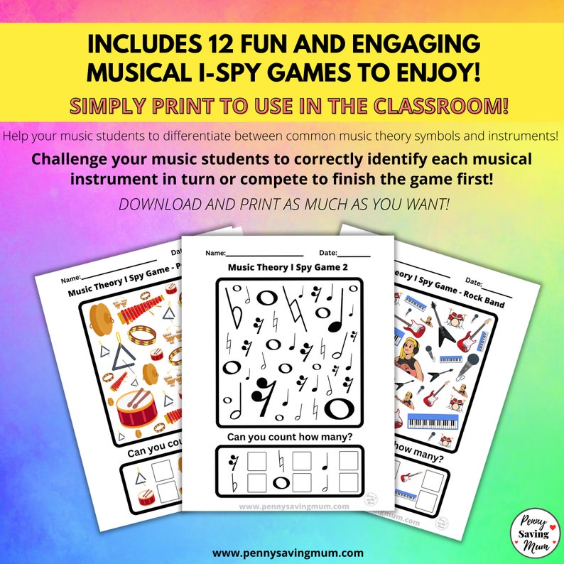 14 Music Theory and Musical Instrument I-spy Games, Learn Music Theory ...