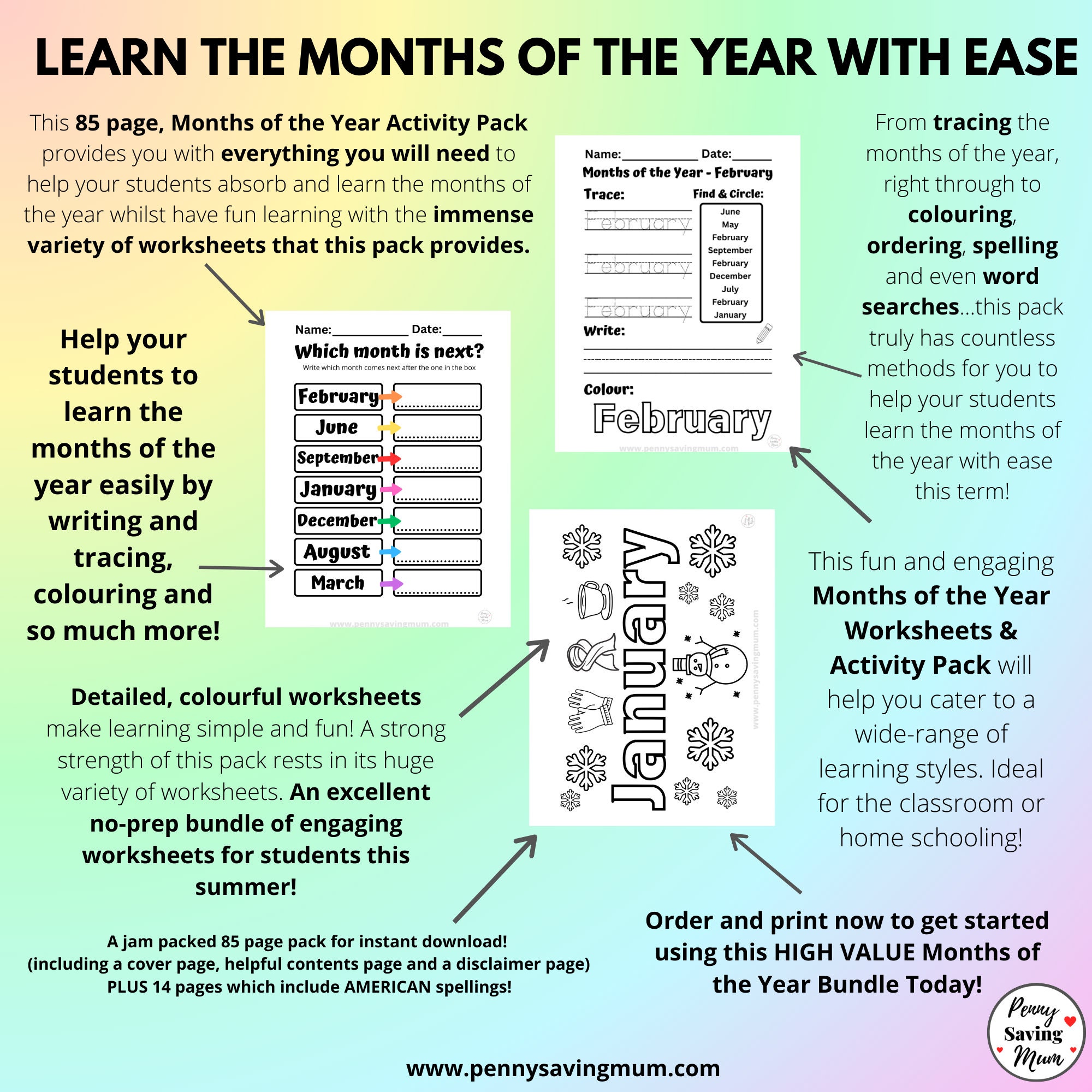 Months of the Year Worksheets, Flash Cards, Word Searches, Colouring ...
