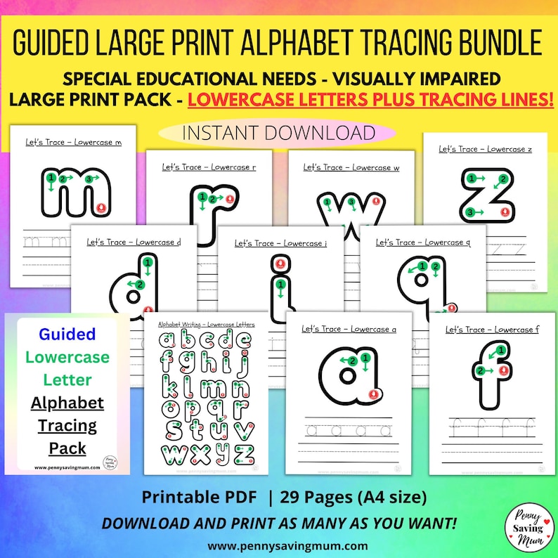 Large Print, Guided Alphabet Letter Tracing, Special Educational Needs ...