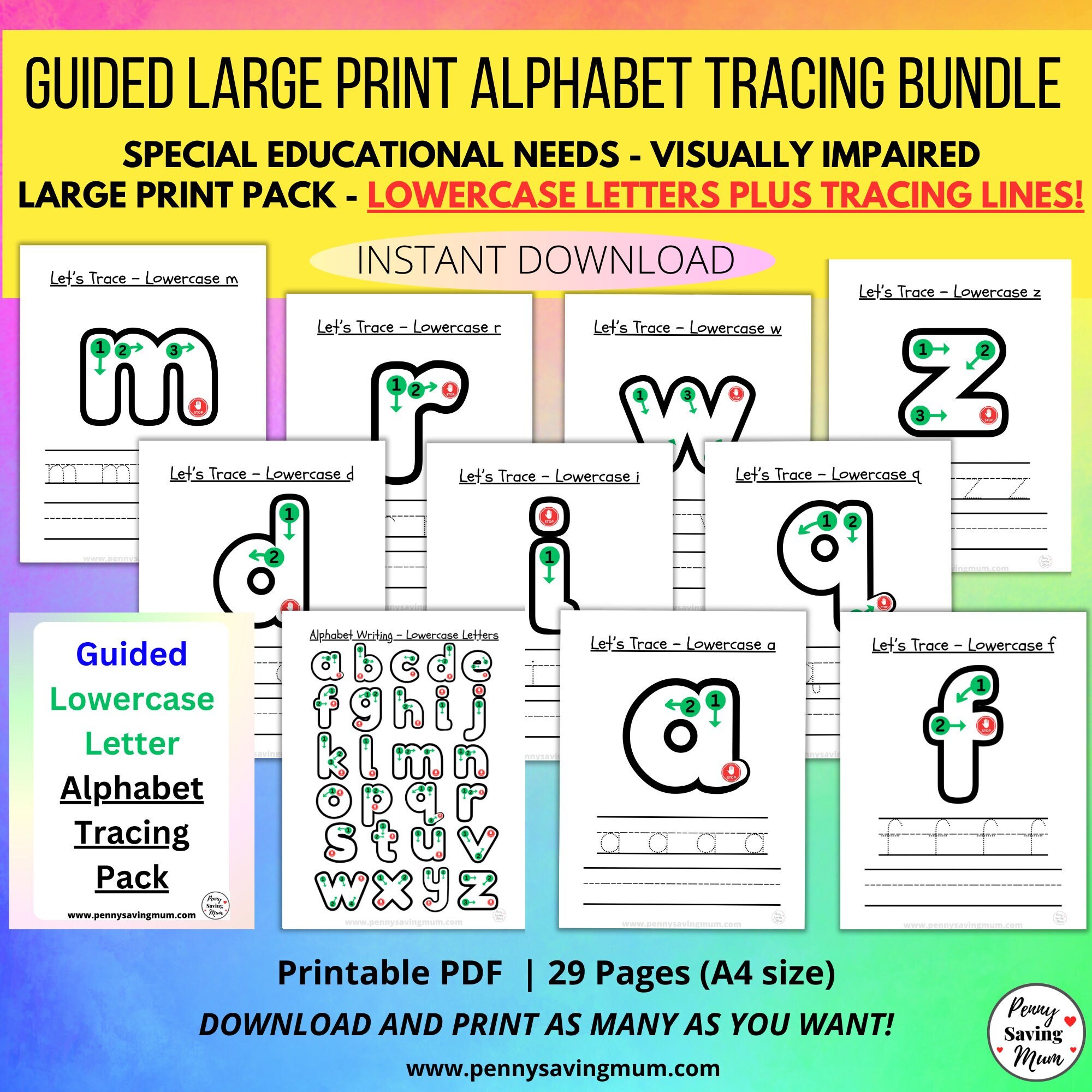 Large Print, Guided Alphabet Letter Tracing, Special Educational Needs ...