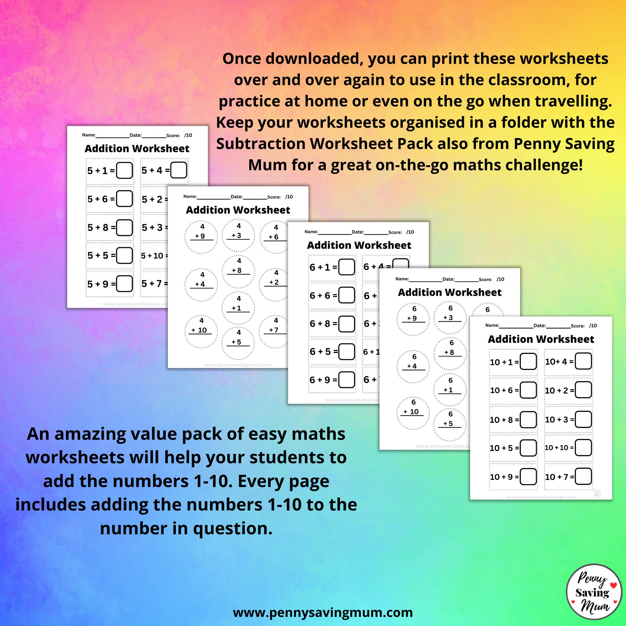 20 Maths Addition Worksheets for Year One First Grade Maths Numbers 1 ...