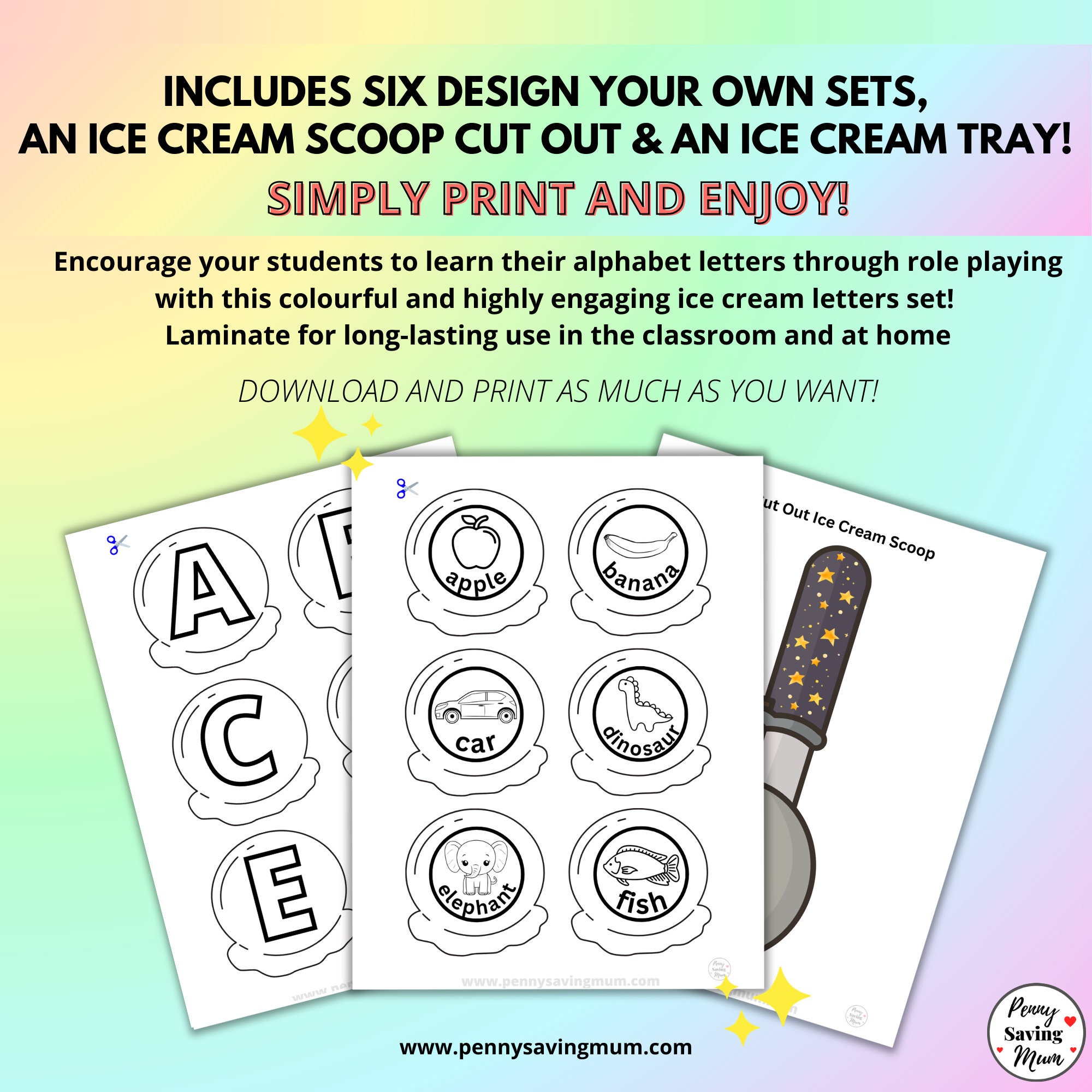 Learn Alphabet Letters, Ice Cream Cones, Alphabet Matching, Summer ...