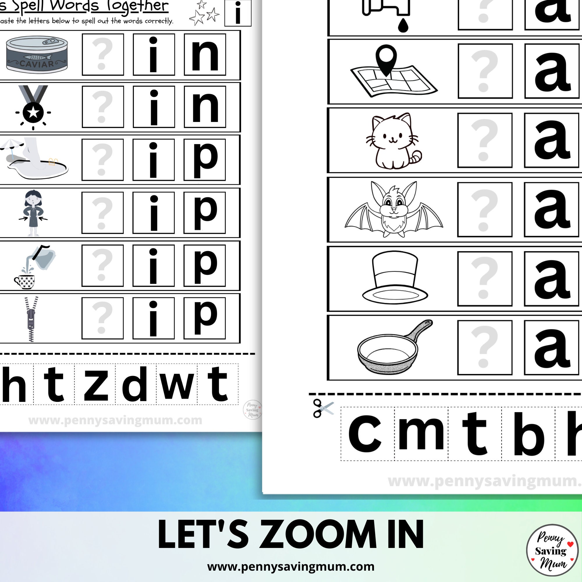 20 No-prep CVC Word, Beginning Sound Worksheets, Vocabulary, Phonics ...