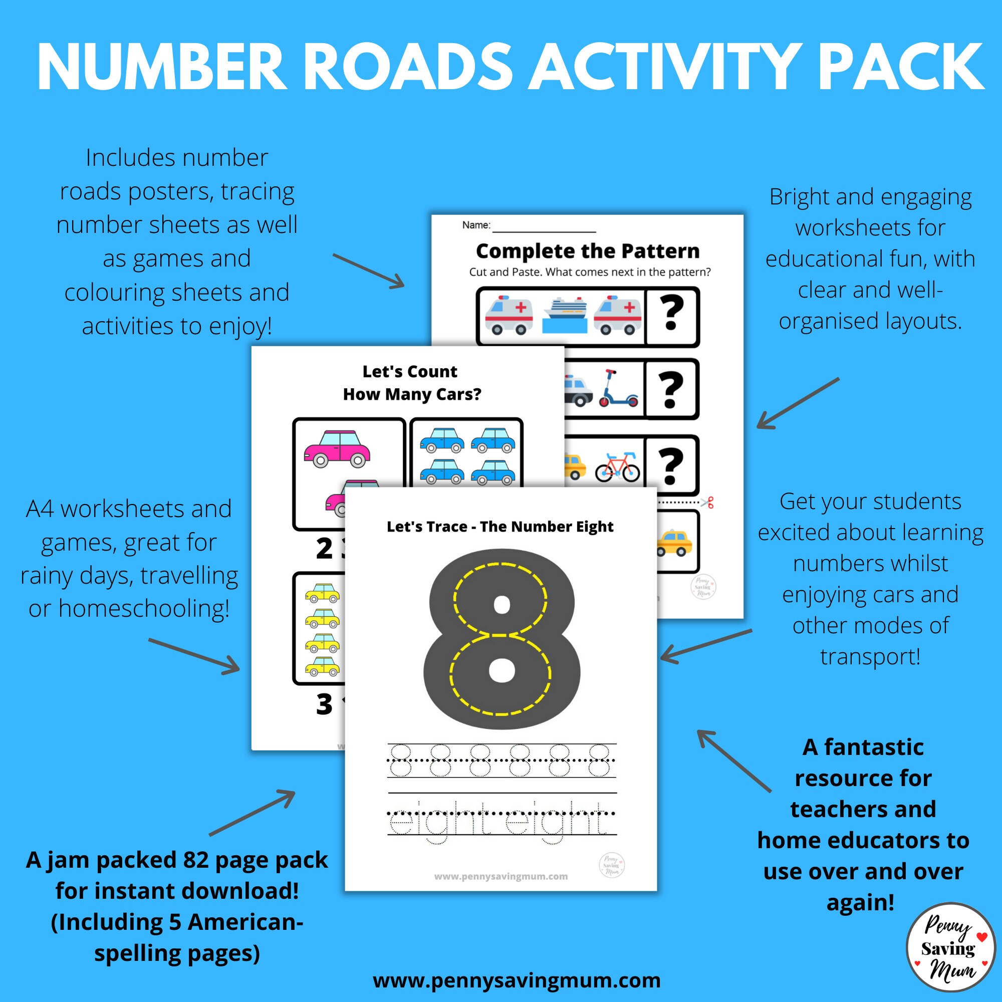 Learn Numbers 1-20 Number Roads Transport Printable - Etsy
