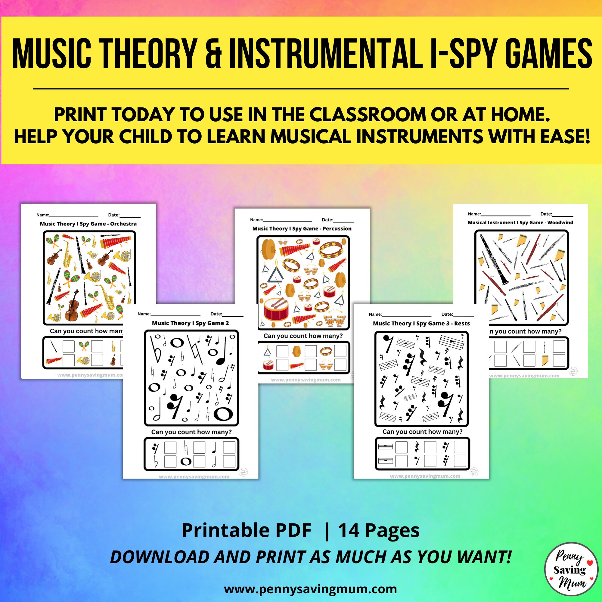 14 Music Theory and Musical Instrument I-spy Games, Learn Music Theory ...