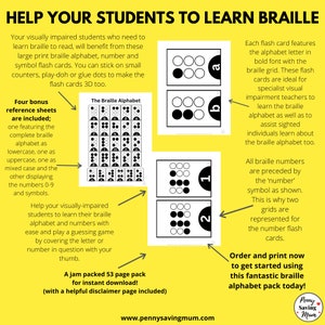 Braille Alphabet Flash Cards, Learn Braille Numbers, Special ...