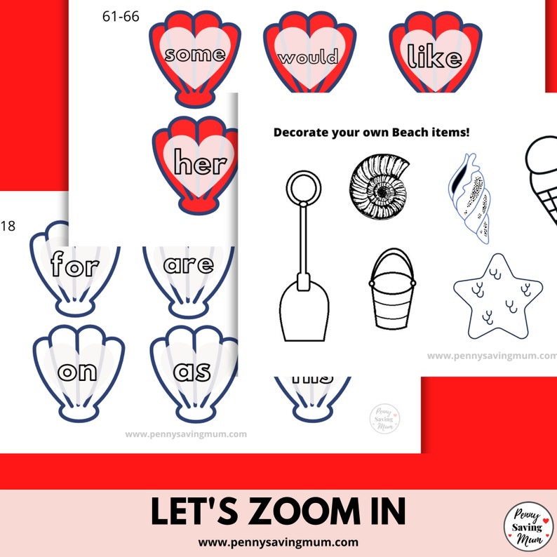 Sight Word Shells Fry's First 100 Words Printable - Etsy