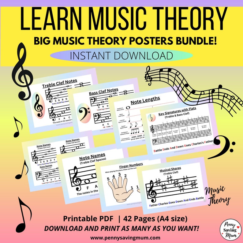 Learn Music Theory Music Notation Musical Flash Card - Etsy