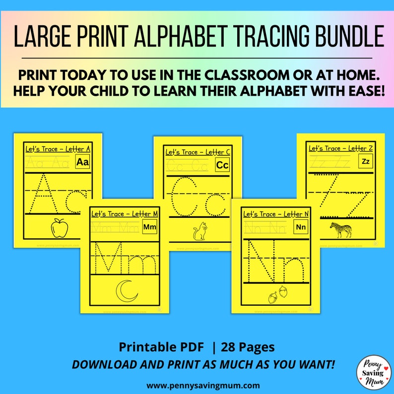 Large Print, Alphabet Tracing, Special Educational Needs, Visually ...